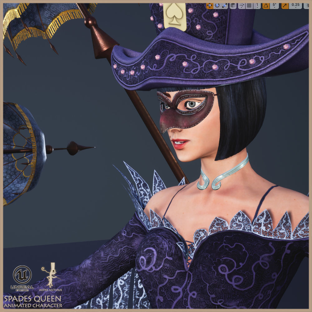 3D model Spades Queen Light Version VR / AR / low-poly rigged animated ...