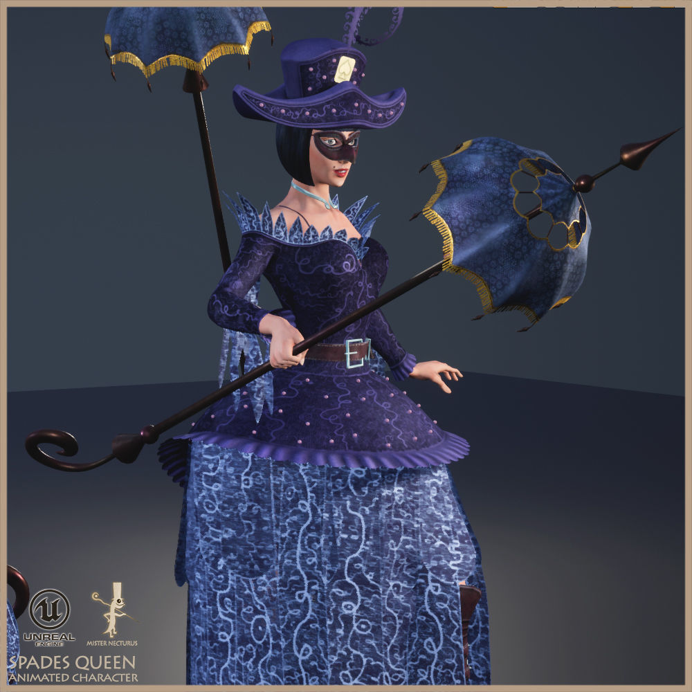 3D model Spades Queen Light Version VR / AR / low-poly rigged animated ...