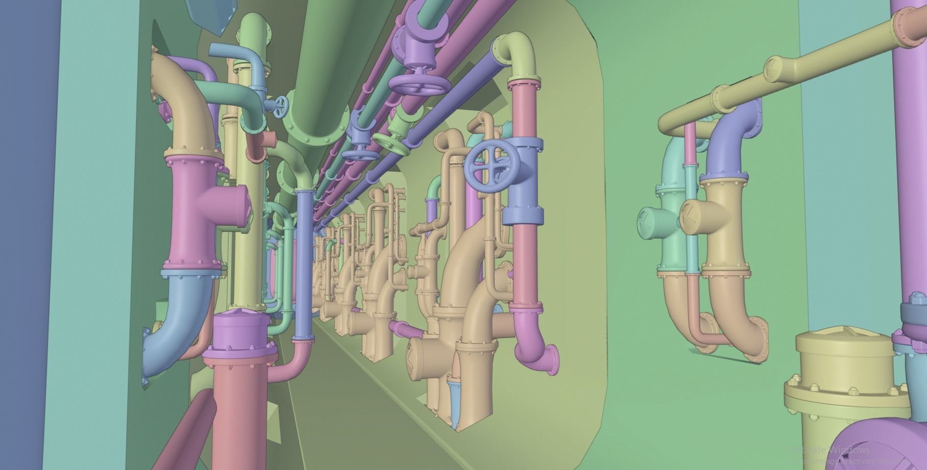 3D model submarine corridor and water pipes collection VR / AR / low ...