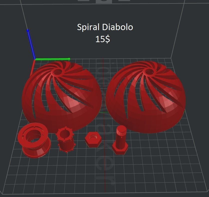 Spiral Diabolo 3D model 3D printable | CGTrader