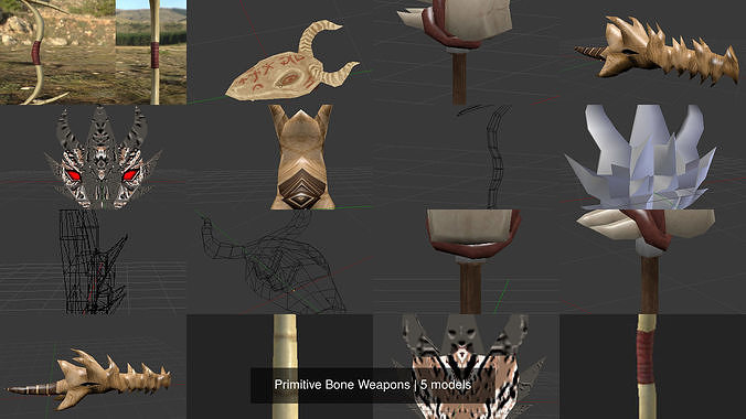 Primitive Bone Weapons 3D Model Collection | CGTrader