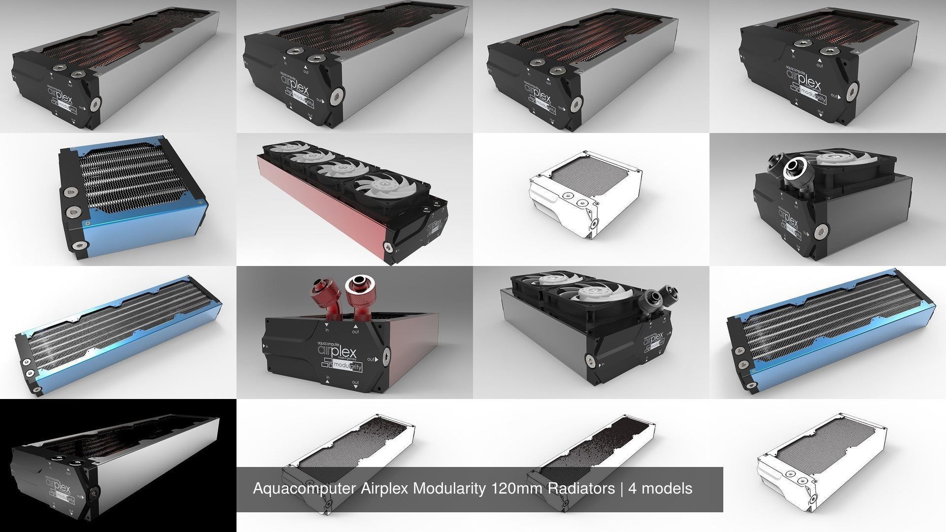 Aquacomputer Airplex Modularity 120mm Radiators 3D Model Collection ...