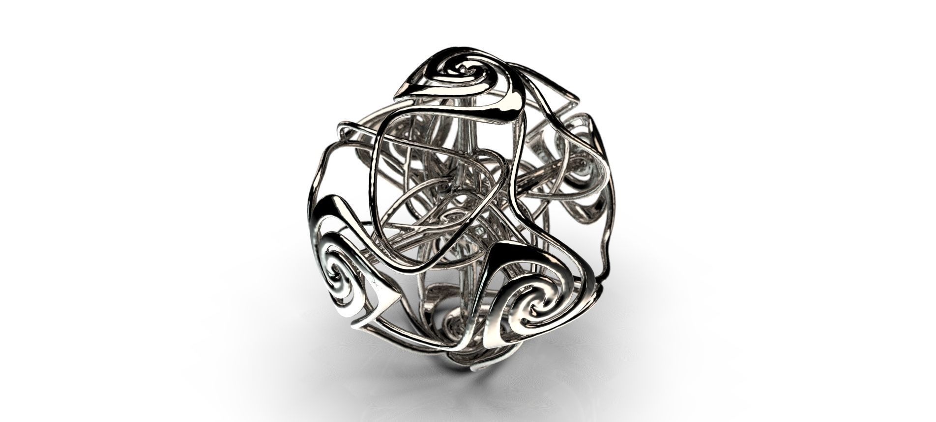 Swirly abstract silver ring 3D model 3D printable | CGTrader
