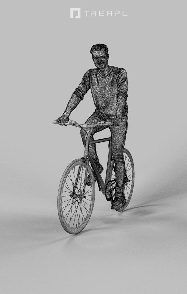 Casual Man Riding His Bicycle Virtue 3D model | CGTrader