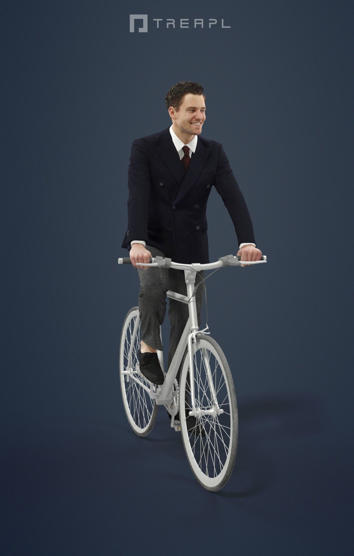 Virtue an Elegant Man Riding A Bicycle Suit 3D model | CGTrader