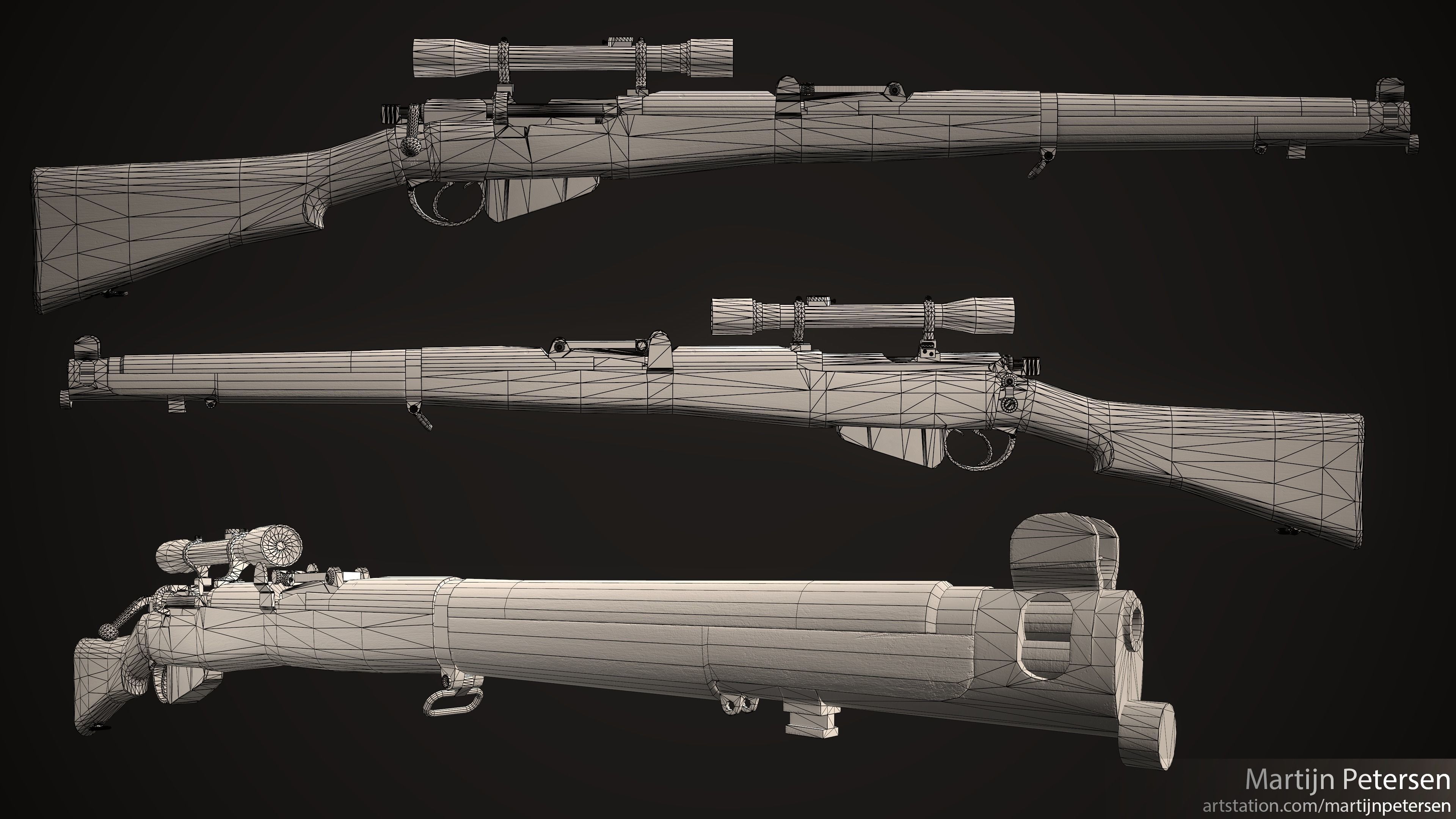 3D model Lee Enfield SMLE mk3 no1 Scope attachment VR / AR / low-poly ...