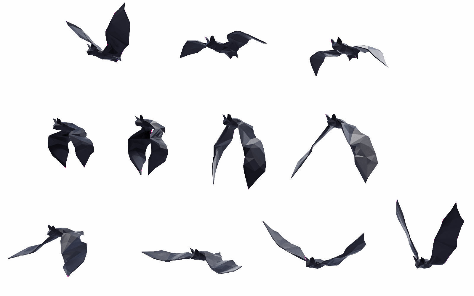 Bat Poses Flying 11 models Low Poly 3D model | CGTrader