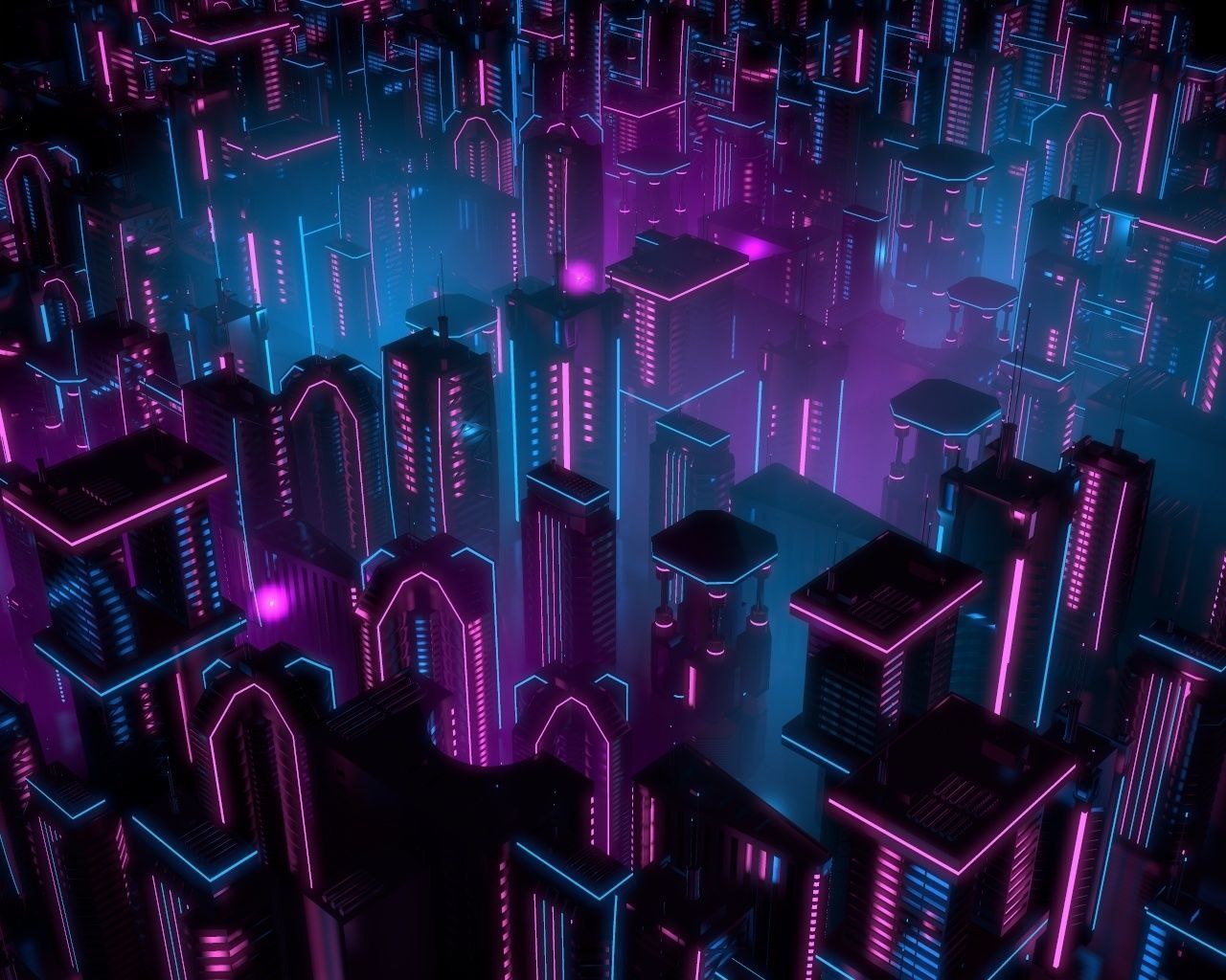 3D model Neon Buildings VR / AR / low-poly | CGTrader