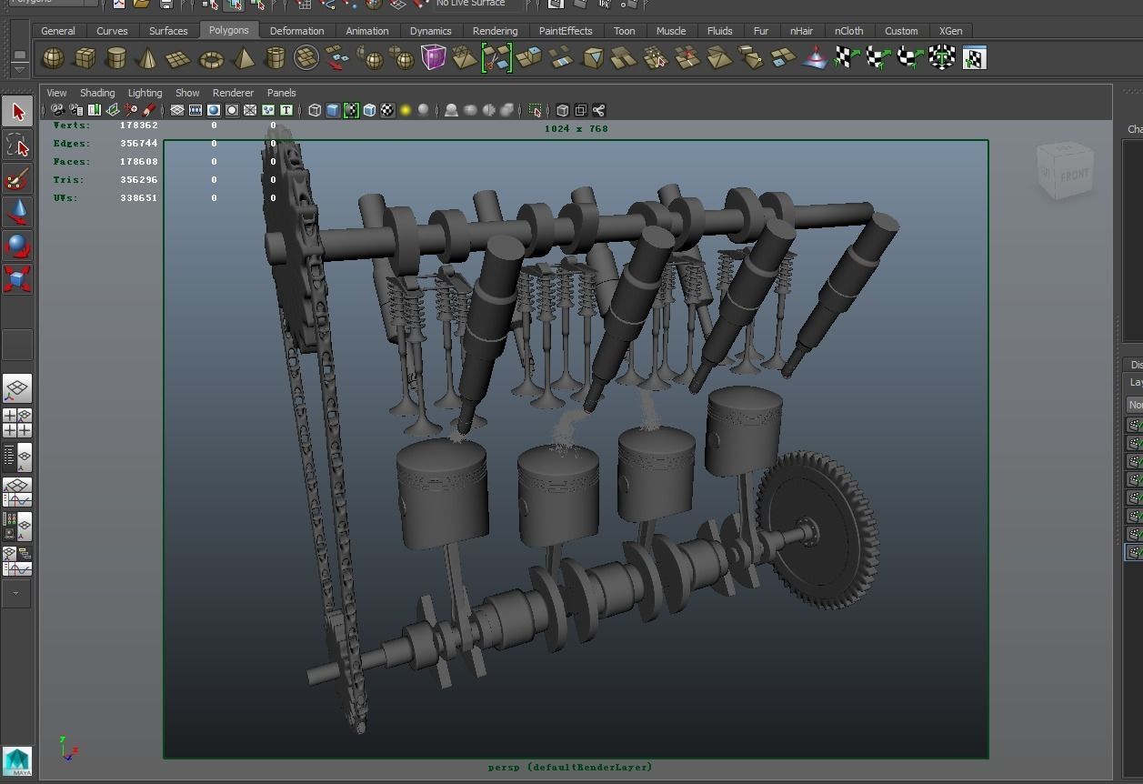 Internal-combustion engine Engine Inline Four-Cylinder 3D model ...