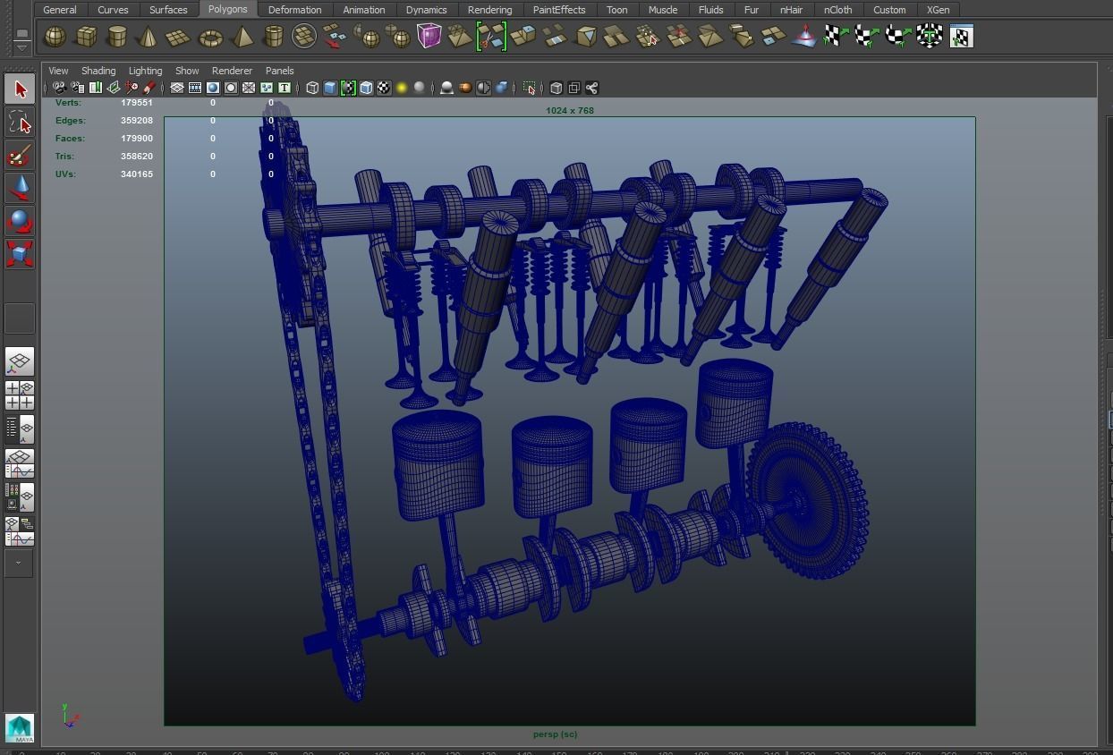 Internal-combustion engine Engine Inline Four-Cylinder 3D model ...