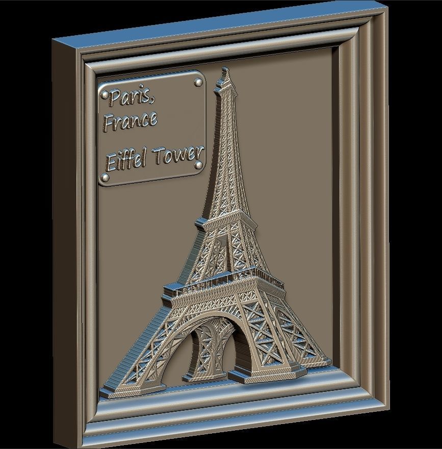 Eiffel Tower Panno STL File for CNC Relief engraving 3D model | CGTrader
