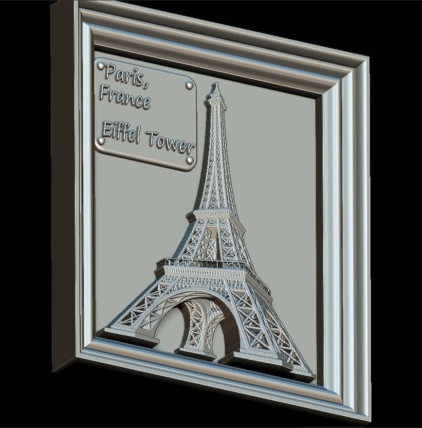 Eiffel Tower Panno STL File for CNC Relief engraving 3D model | CGTrader