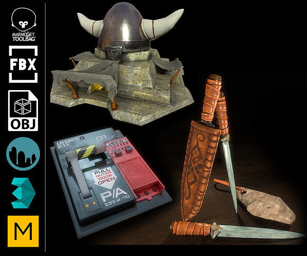 3D Model Collection PROPS SET 1 VR / AR / low-poly | CGTrader