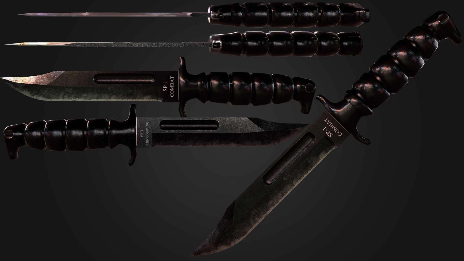 3D model Knife Ontario SP1 Marine Combat VR / AR / low-poly | CGTrader