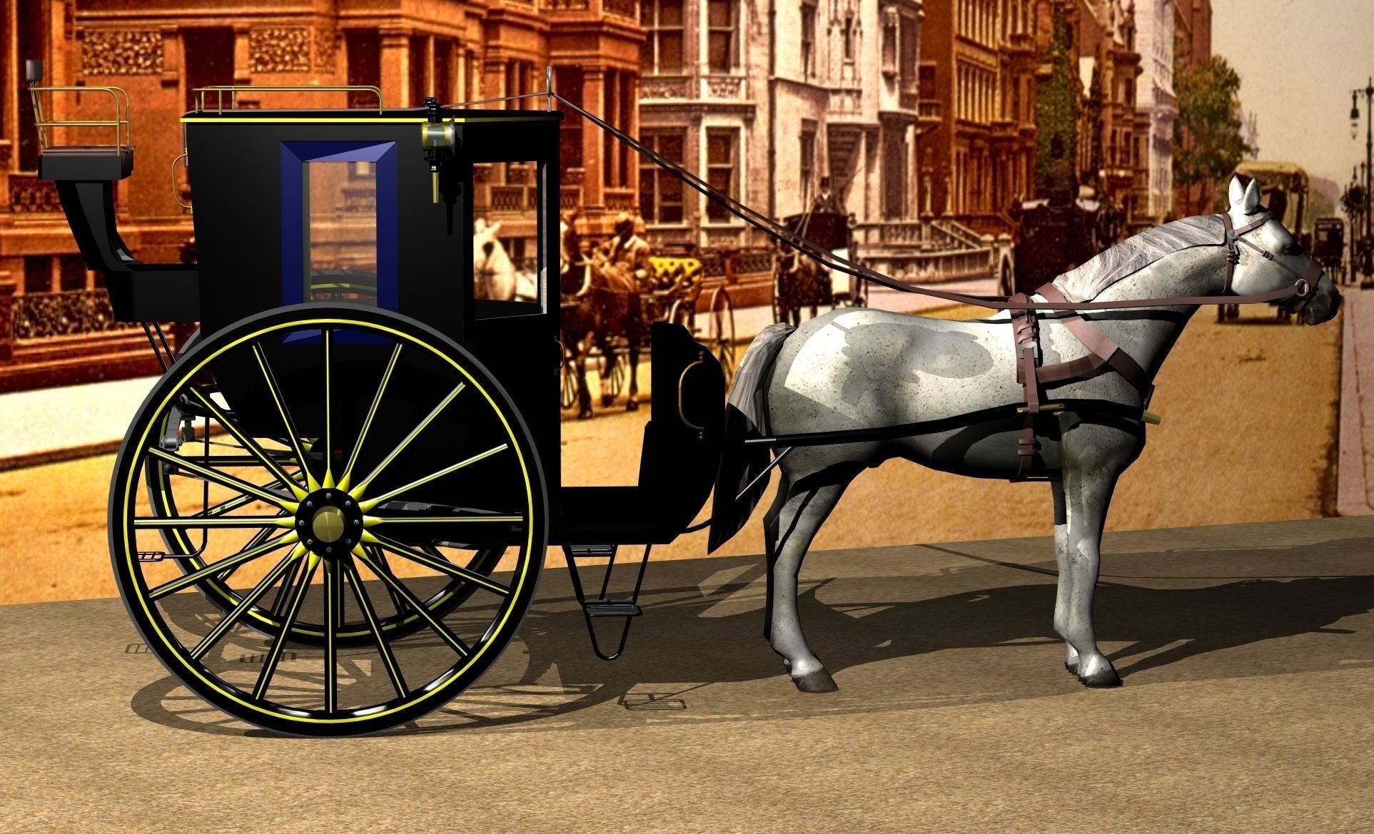 Hansom cab 1886 3D | CGTrader