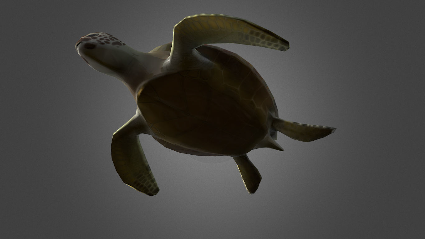 3D model Low Poly Green Sea Turtle - Idle Animated VR / AR / low-poly ...