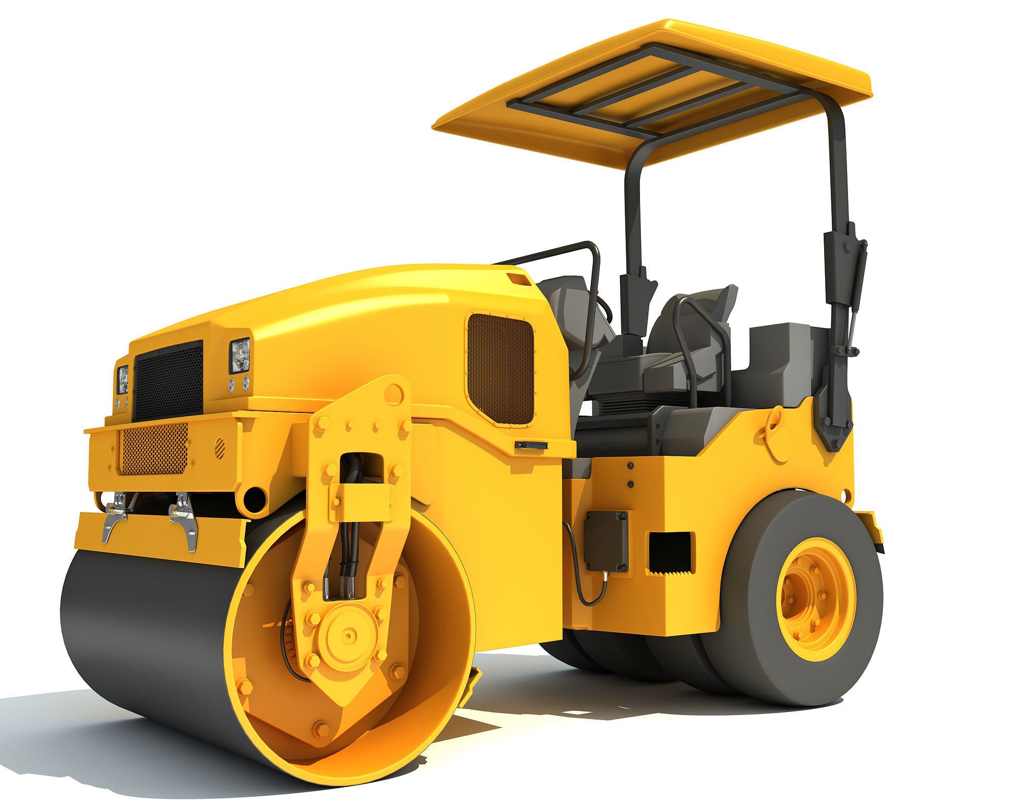 Compact Tandem Vibratory Road Roller 3D model | CGTrader