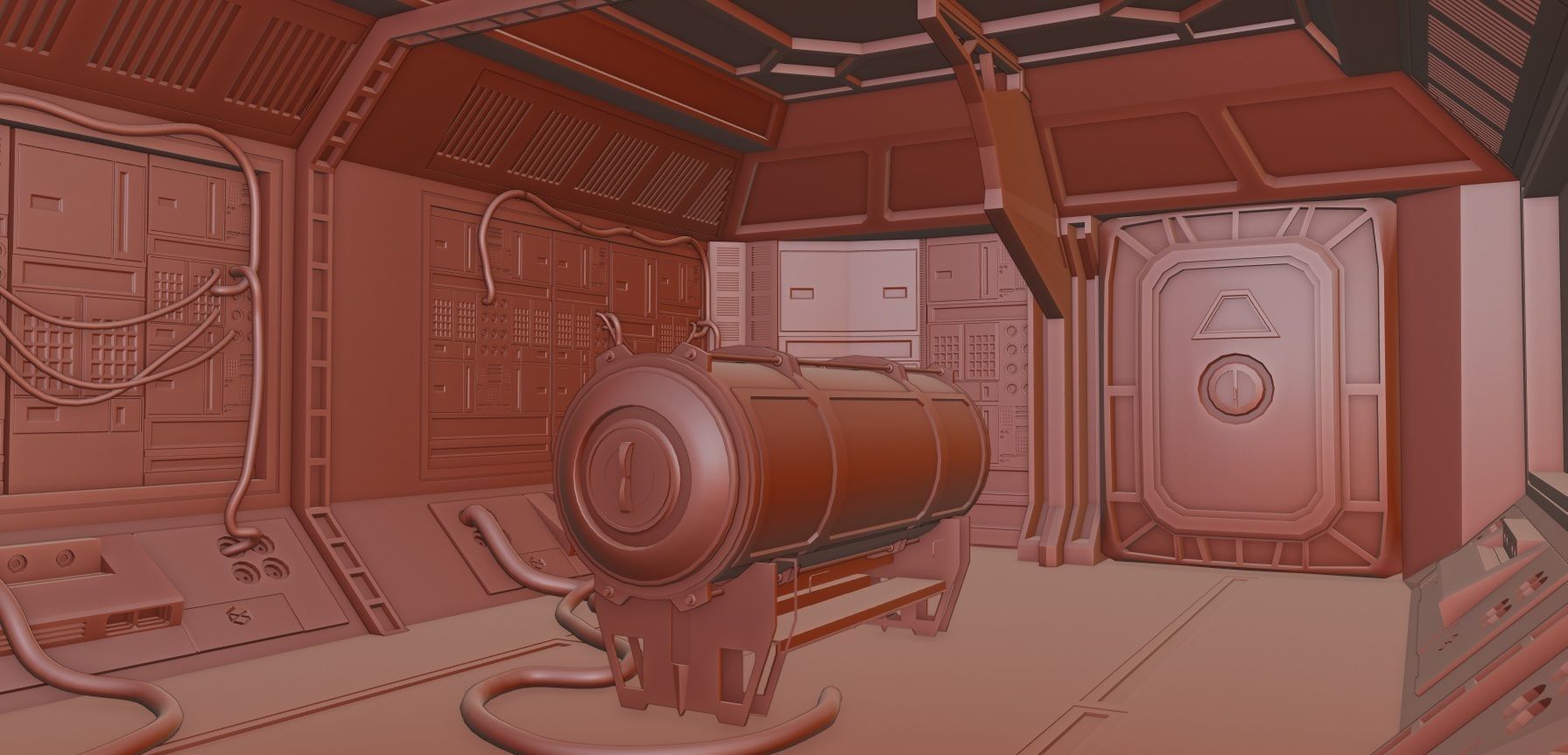 3D model hi tech sci-fi spaceship sleeping chambers and pods VR / AR ...