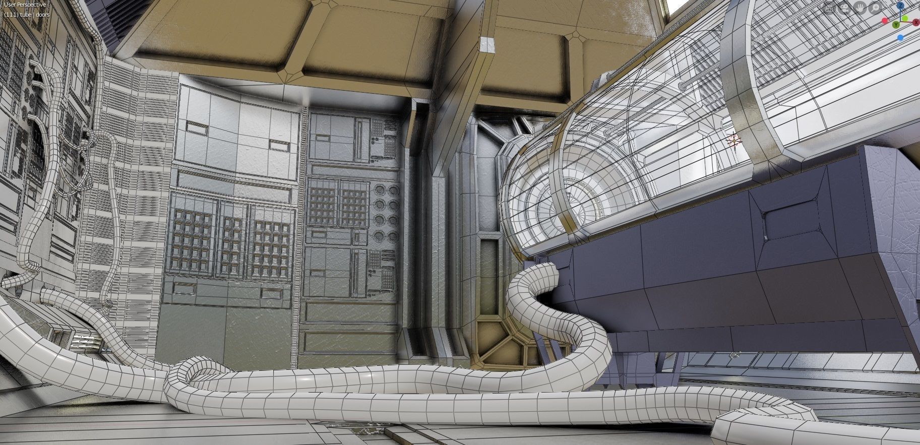 3D model hi tech sci-fi spaceship sleeping chambers and pods VR / AR ...