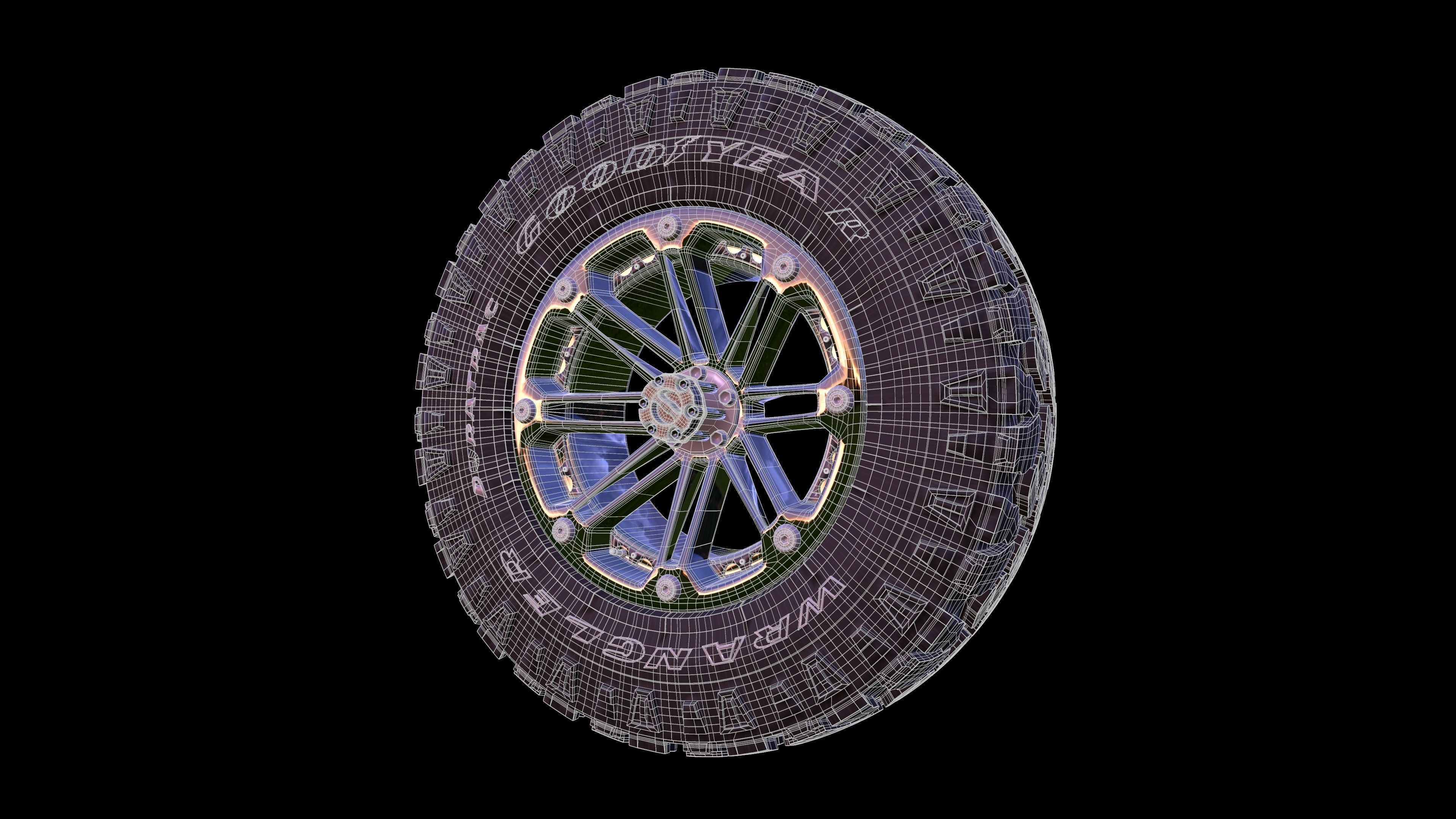 Tire Goodyear wrangler and rim 3D model 3D model | CGTrader