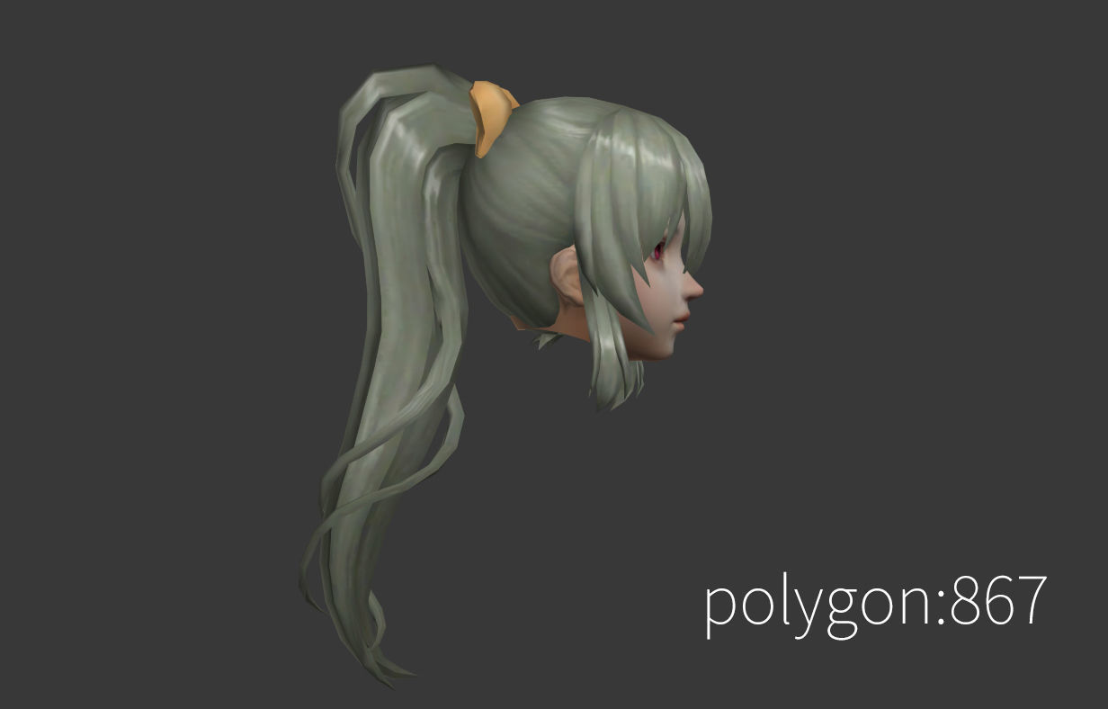 3D model hair hair style braid plait short hair pigtail VR / AR / low ...