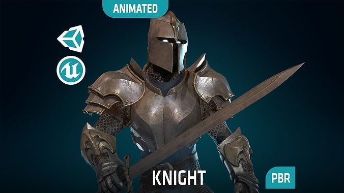 3D model Knight - Rigged - Animated - Game Ready VR / AR / low-poly ...
