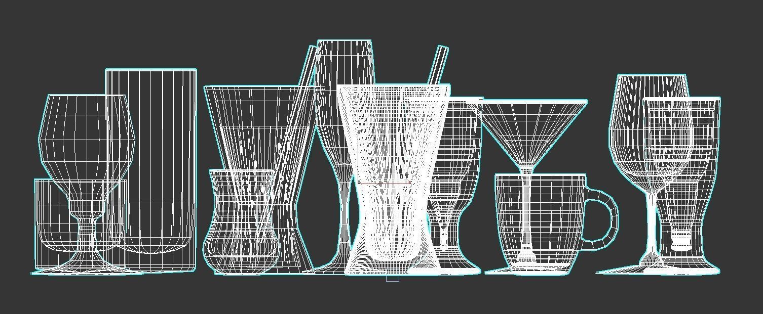 3D model Glass Set Model glassware VR / AR / low-poly | CGTrader