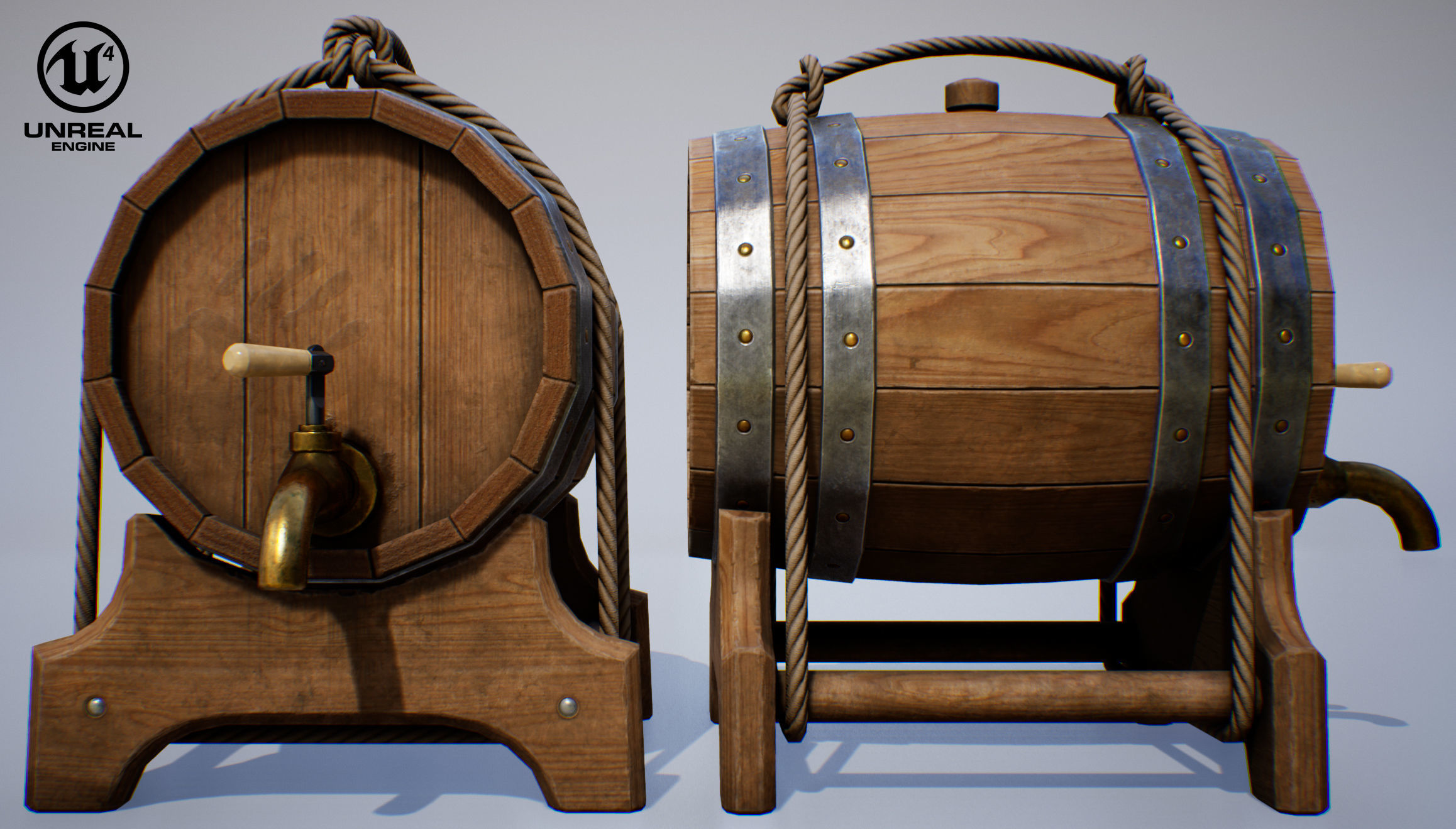 3D model Wooden Barrel for Booze - PBR Game-Ready VR / AR / low-poly ...