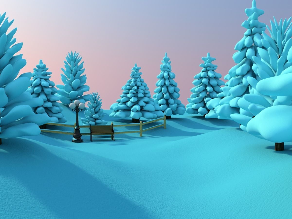 Snowy Outdoor Scene 3D model | CGTrader