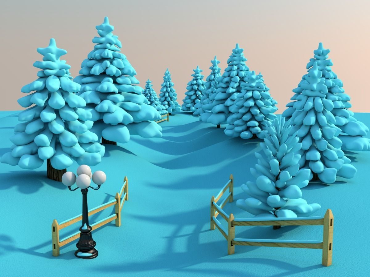 Snowy Outdoor Scene 3D model | CGTrader
