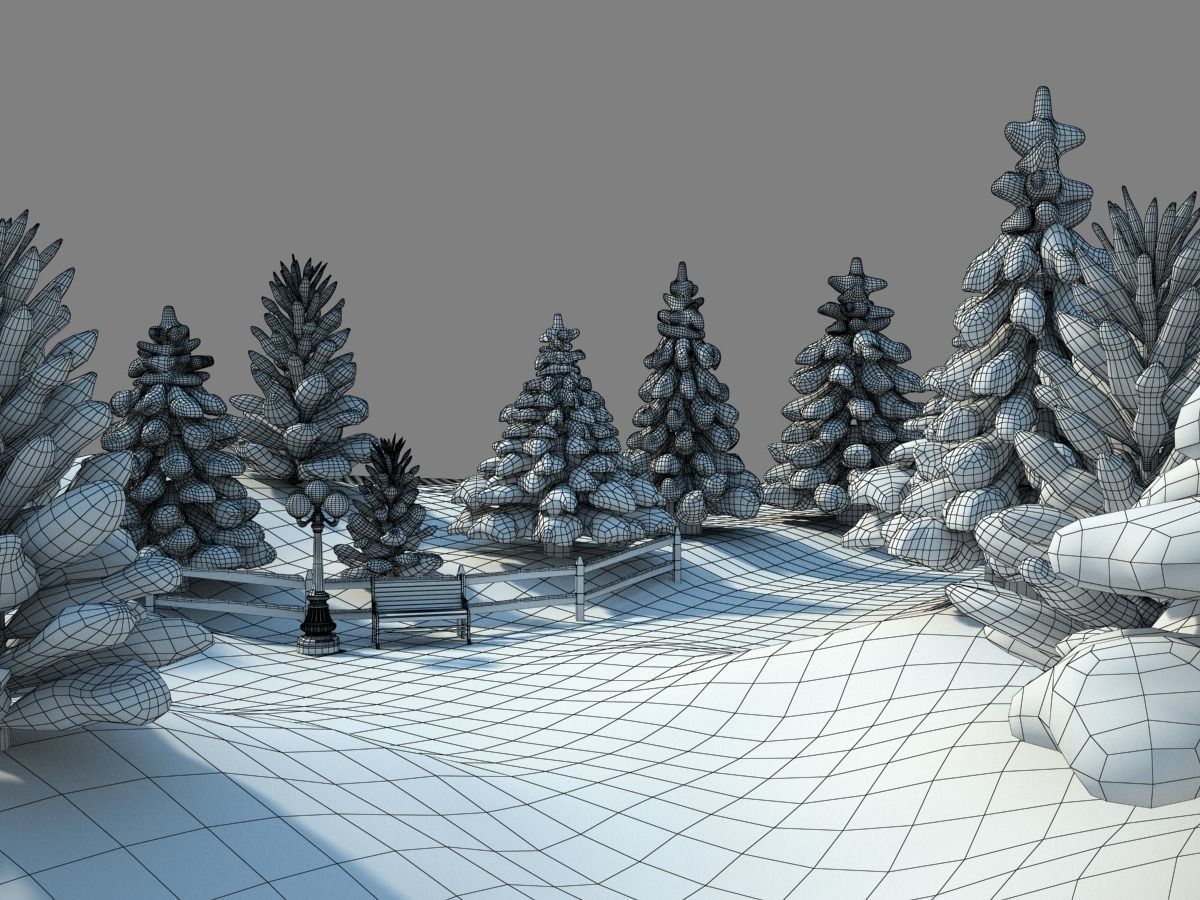 Snowy Outdoor Scene 3D model | CGTrader