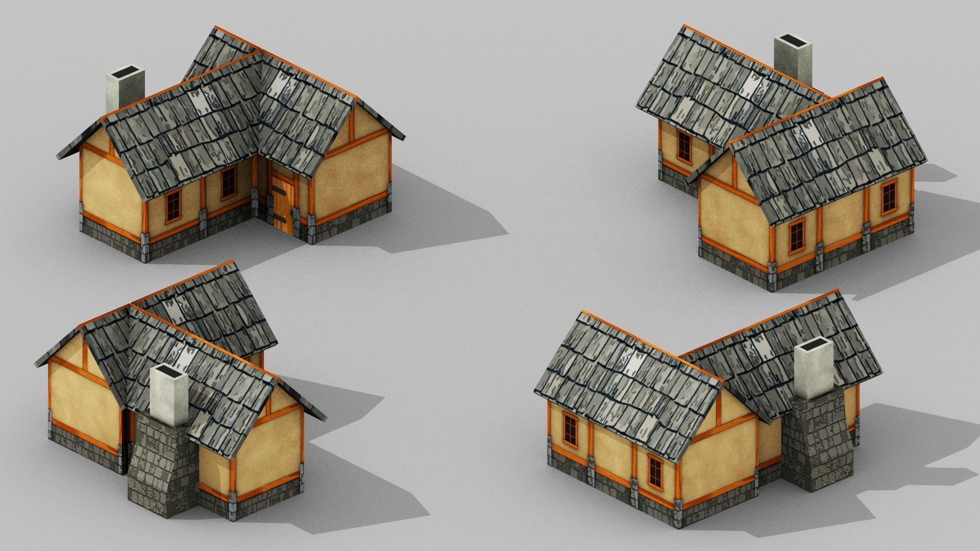 3D model Low Poly Cartoon Houses VR / AR / low-poly | CGTrader