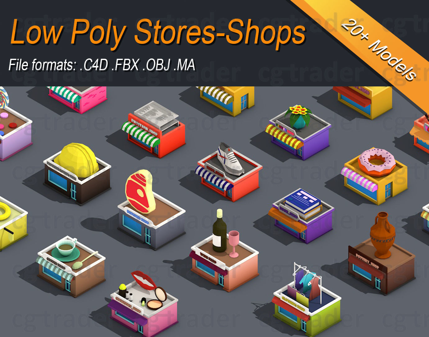 3D model Low poly Stores Shops Isometric VR / AR / low-poly | CGTrader