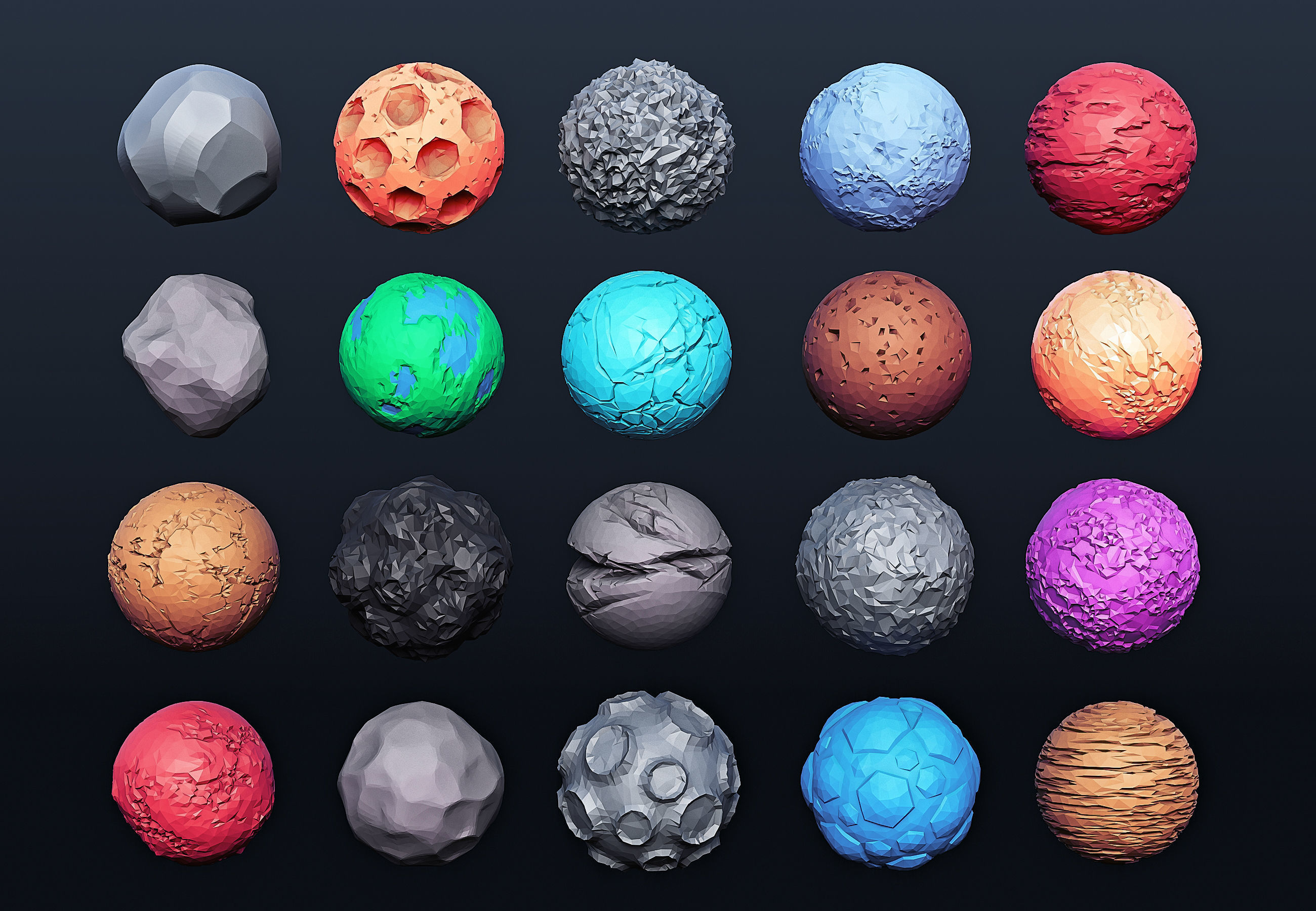 3D model Low Poly Planets 20 models VR / AR / low-poly | CGTrader