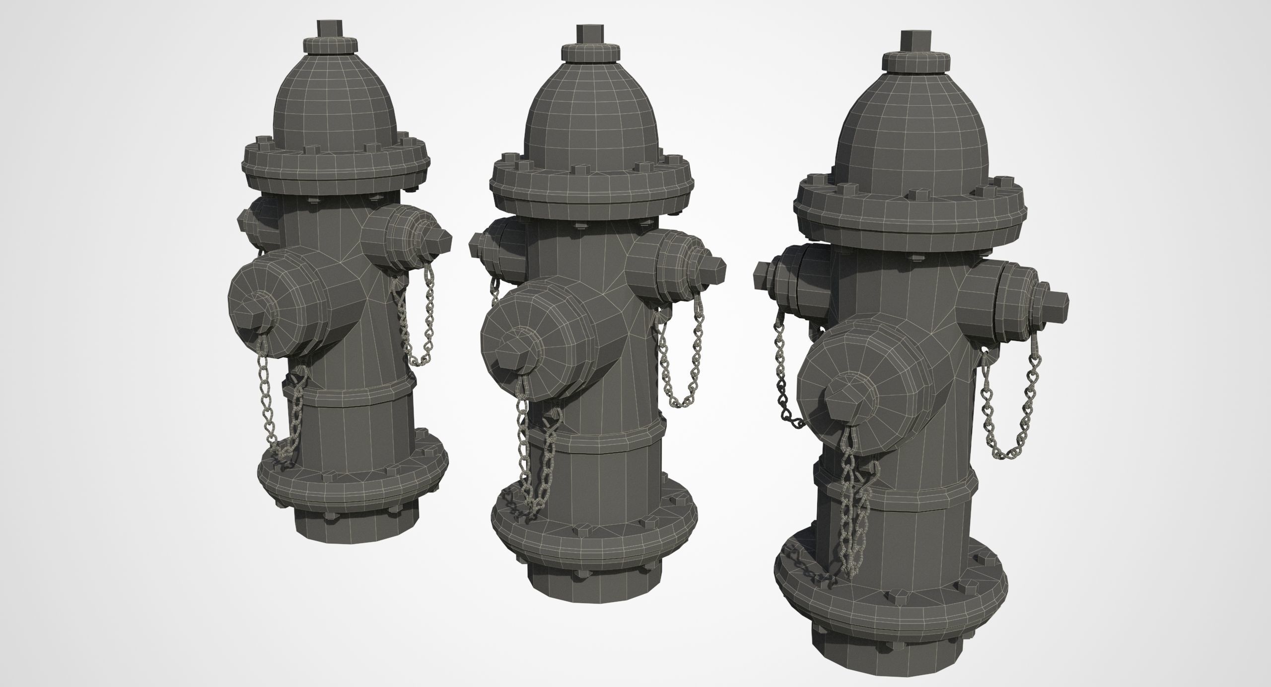 3D model 3 fire hydrants VR / AR / low-poly | CGTrader