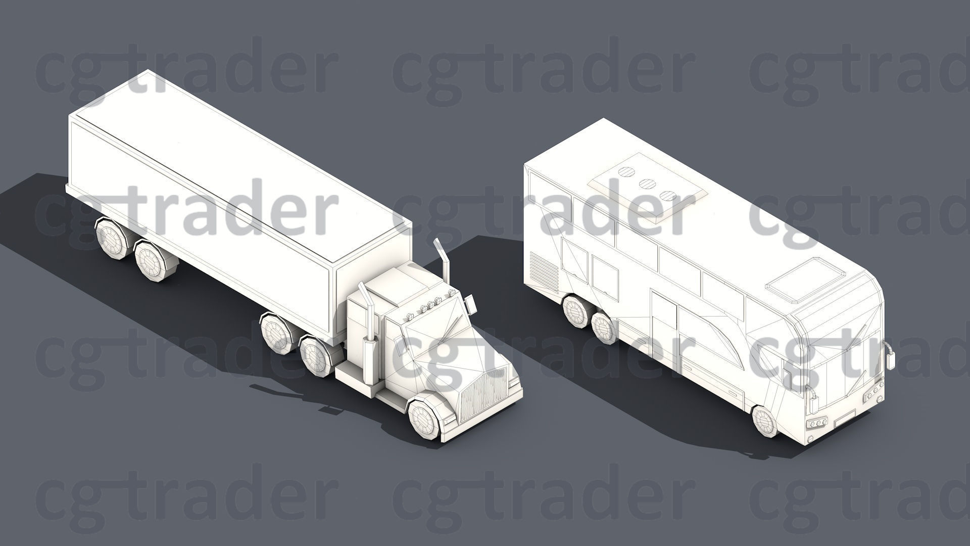 3D model Low Poly Truck Pack 03 Isometric VR / AR / low-poly | CGTrader