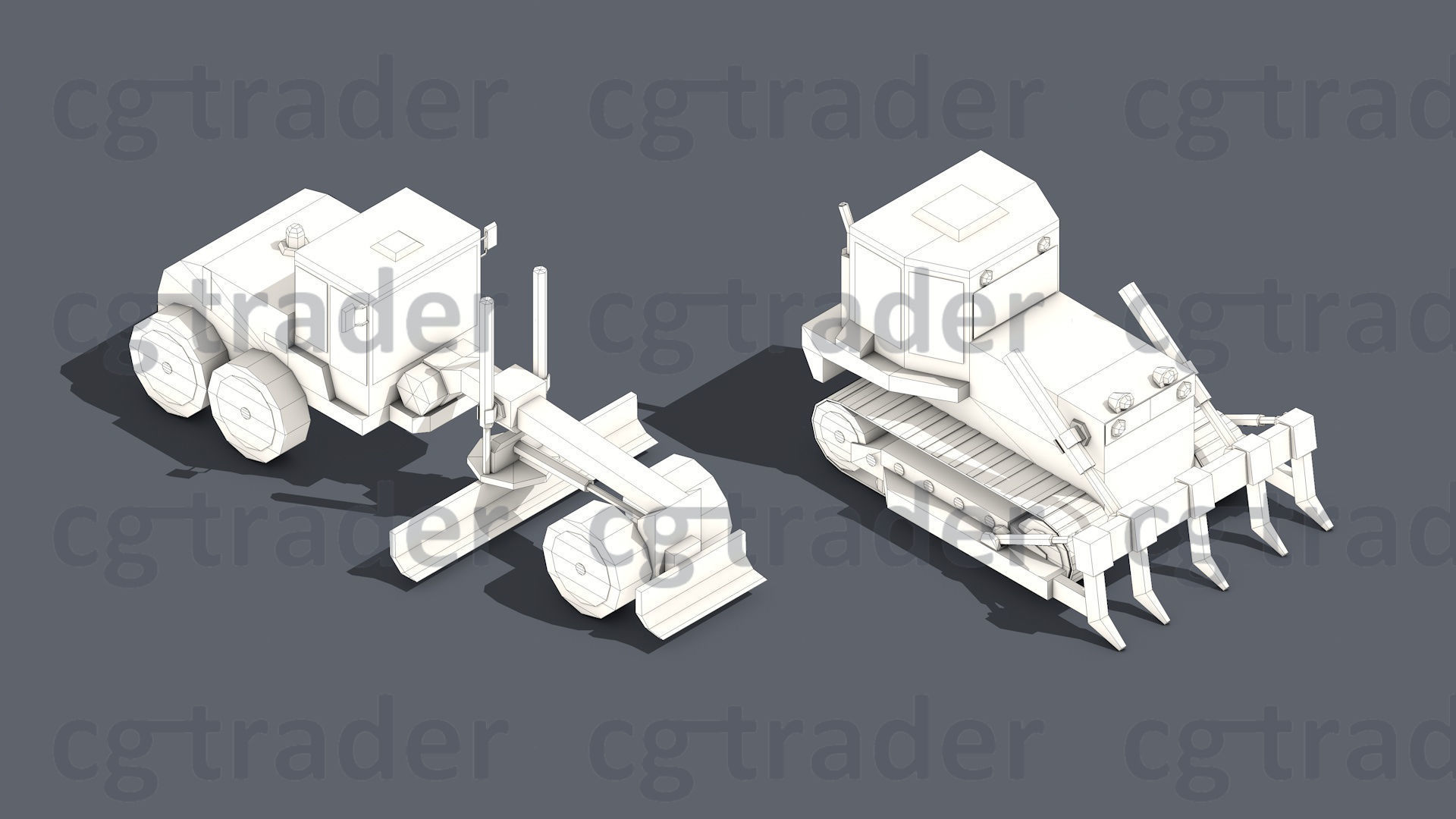 3D model Low Poly Heavy Construction Machinery Equipment Industrial VR ...