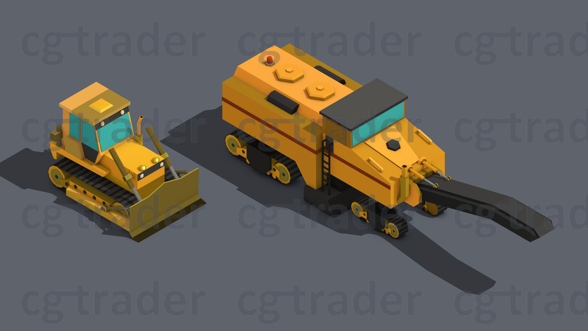 3D model Low Poly Heavy Construction Machinery Equipment Industrial VR ...