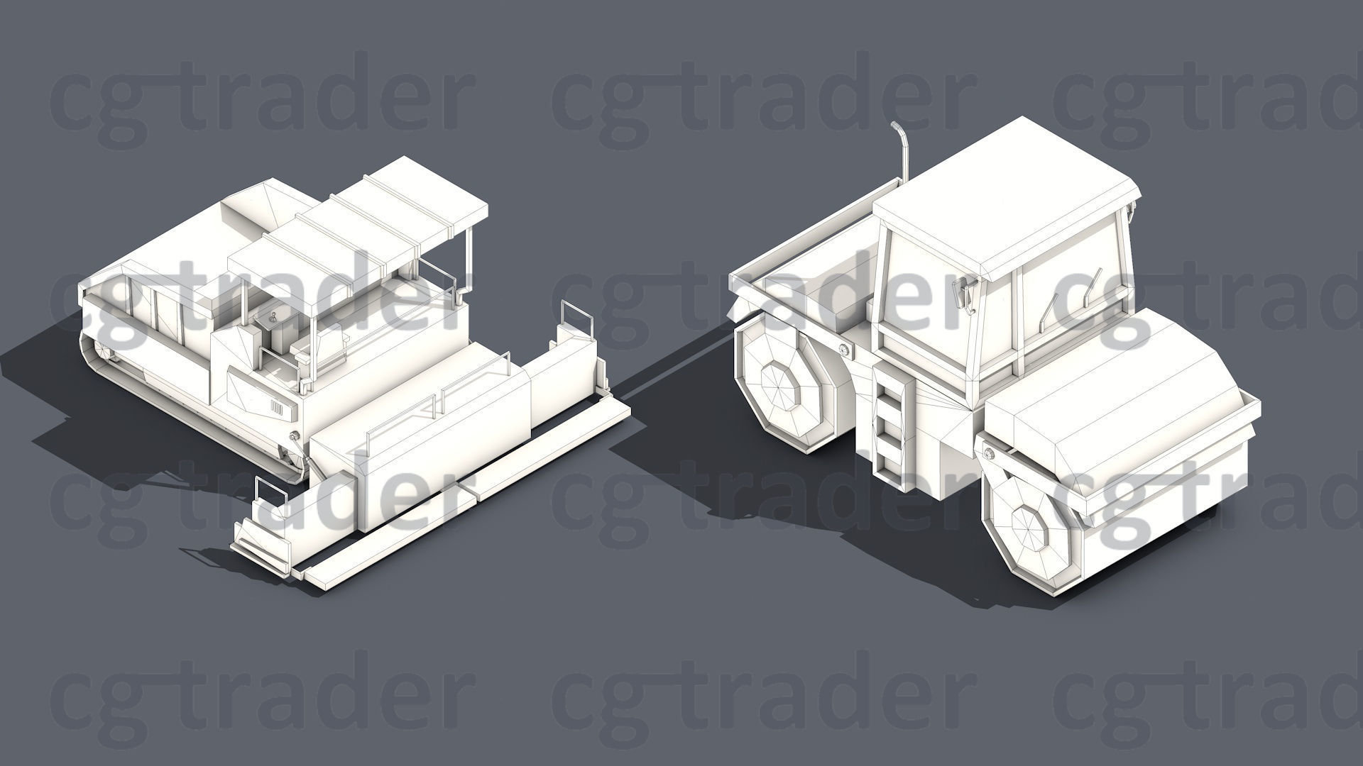 3D model Low Poly Heavy Construction Machinery Equipment Industrial VR ...