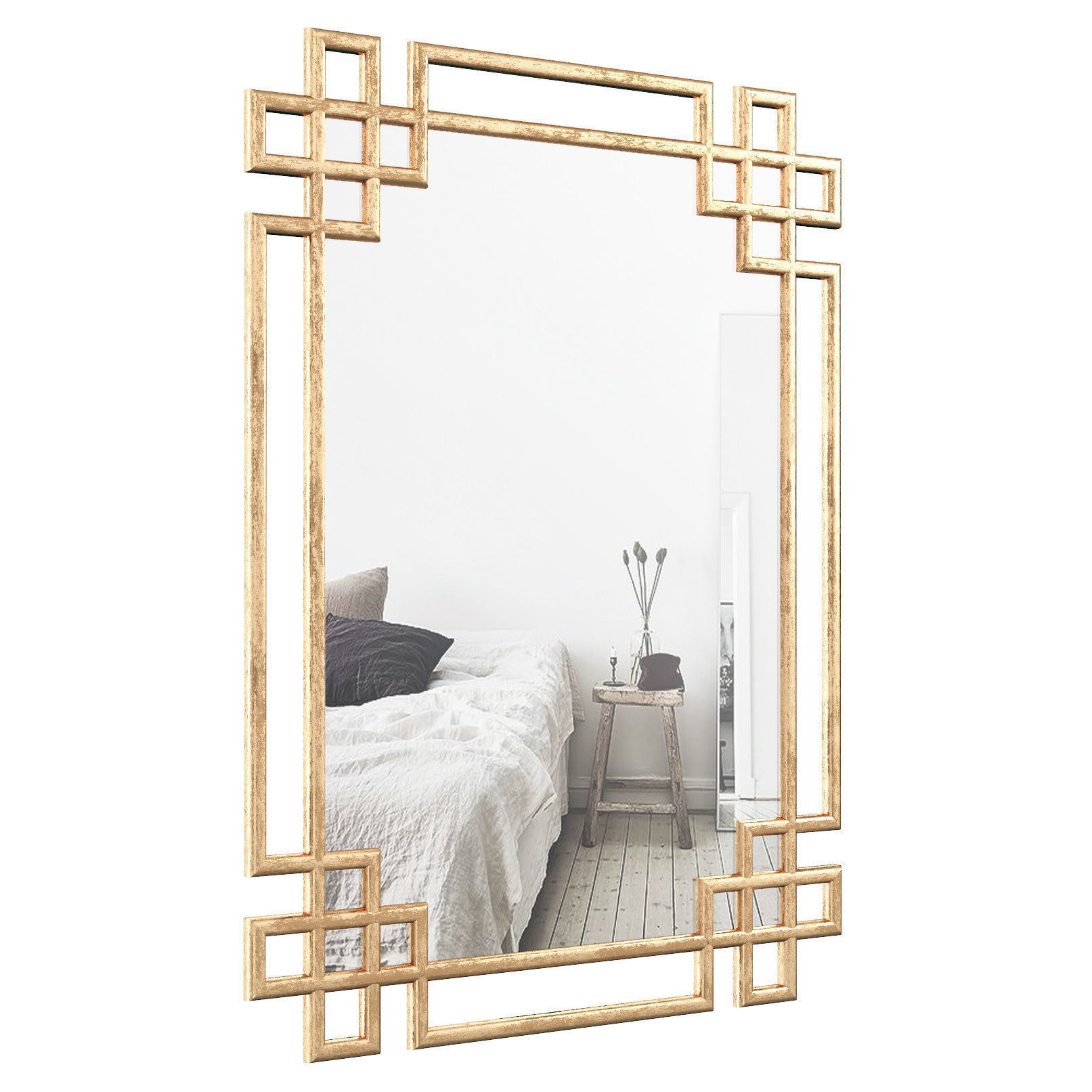 Hrima Rectangle Gold Wall Mirror WLAO1117 3D model | CGTrader