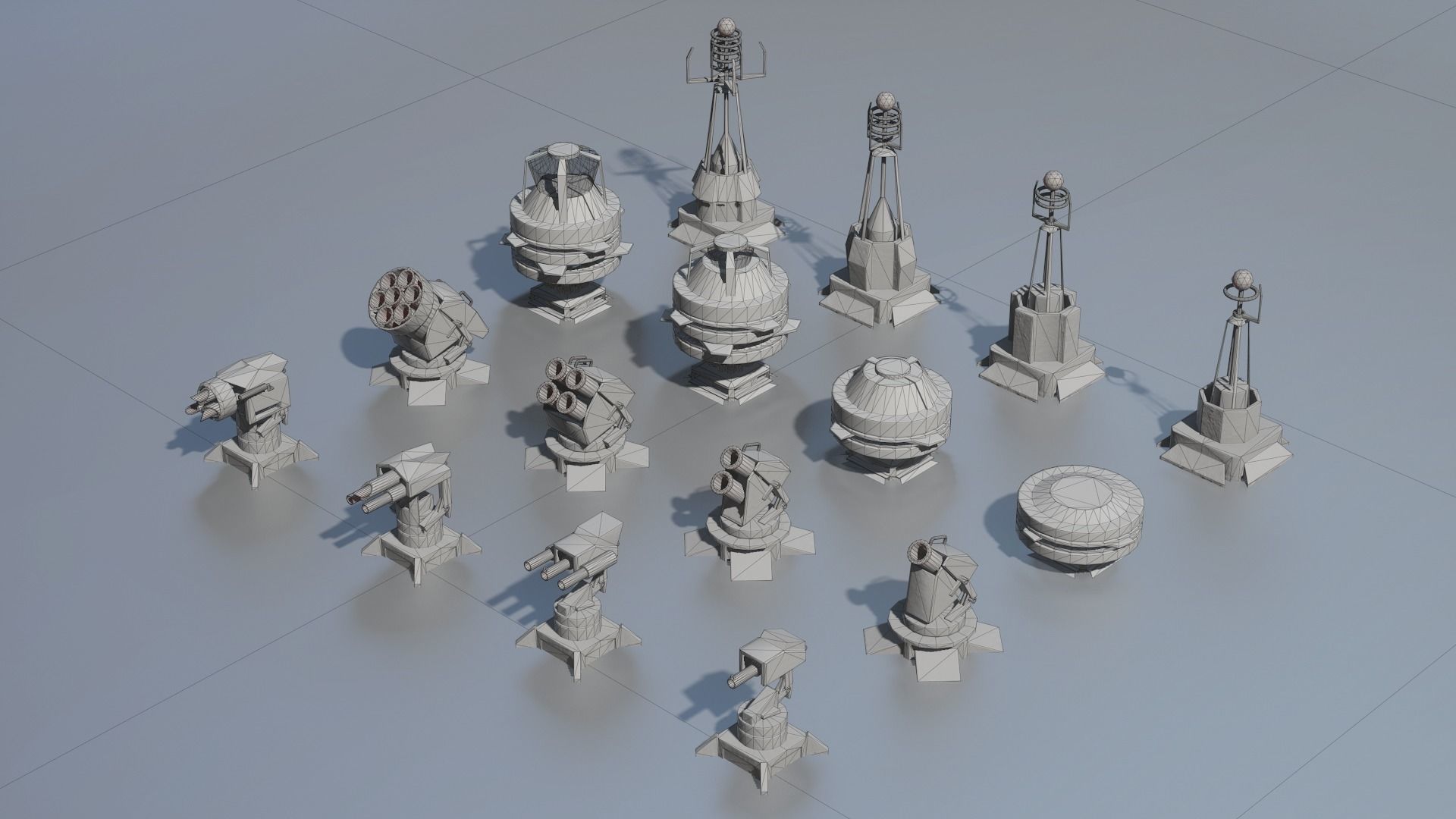 3D model Turrets bundle VR / AR / low-poly rigged | CGTrader