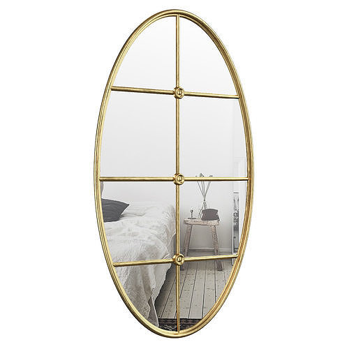 Mullion Detail Oval Decorative Wall Mirror THDS1193 3D model | CGTrader