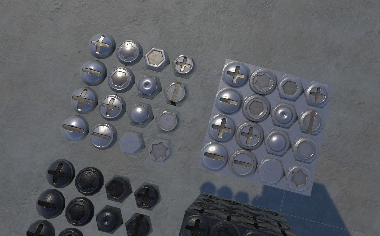 3D model Low Poly Screwhead - PBR set of buttons VR / AR / low-poly ...