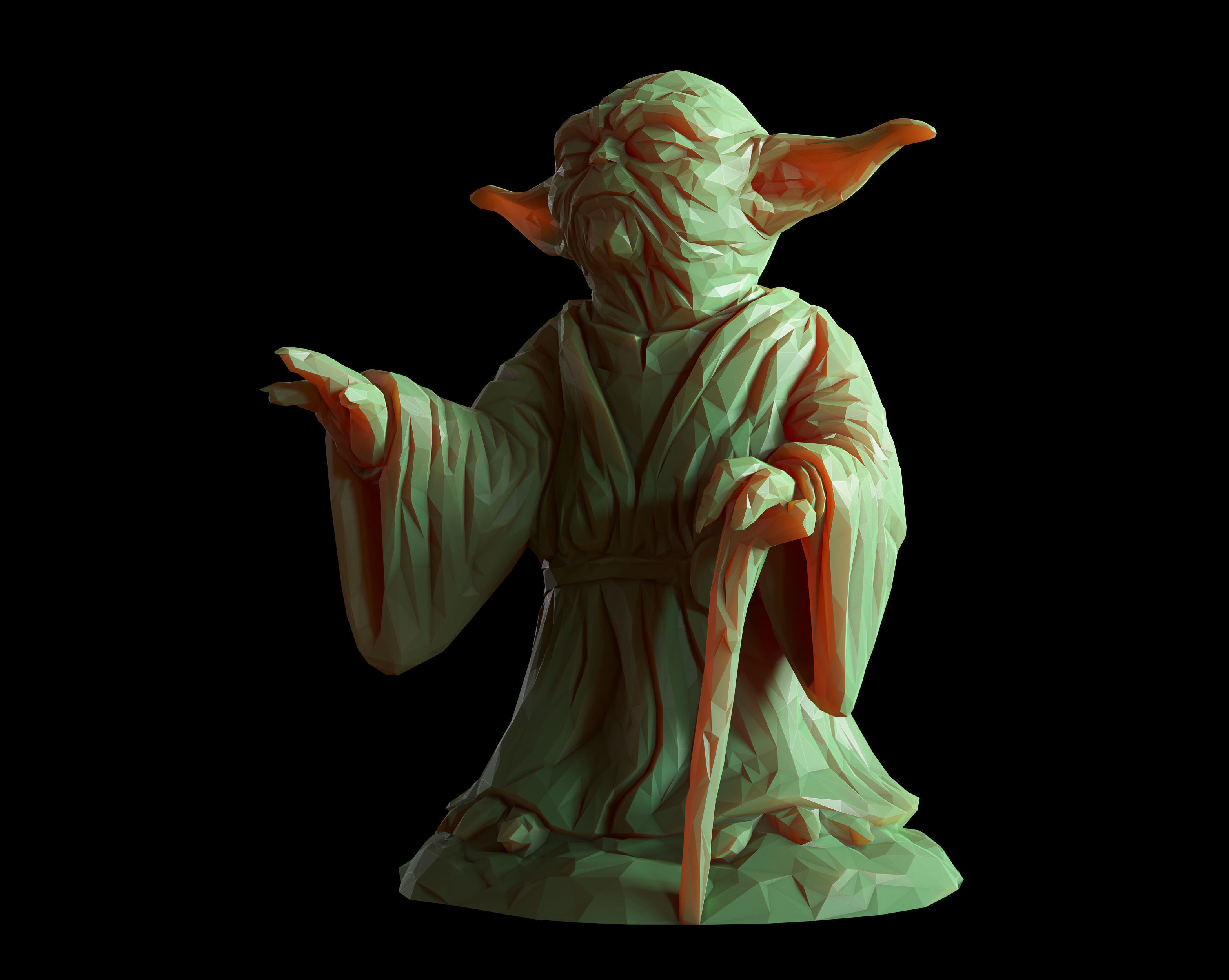 Yoda Lowpoly Sculpture fan 3d print model 3D model 3D printable | CGTrader