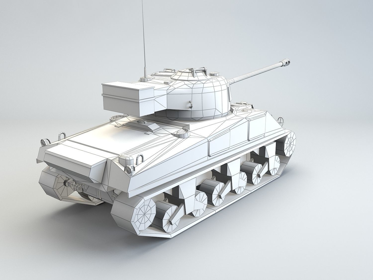 3D model Low Poly M4A4 Sherman Firefly medium tank VR / AR / low-poly ...