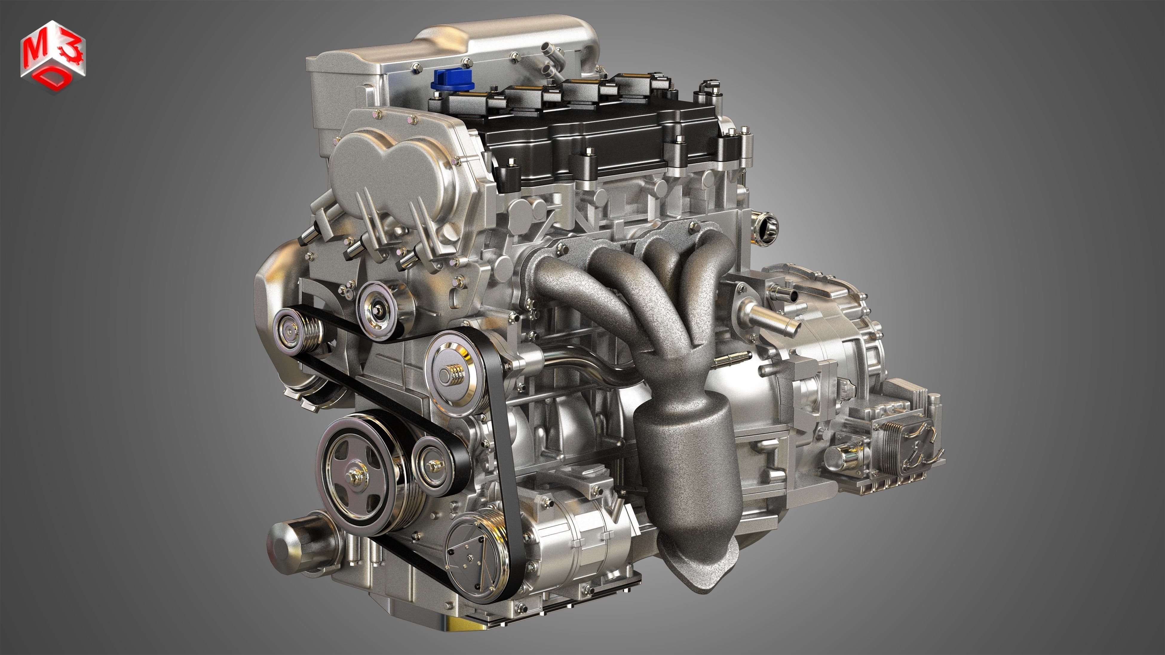 Altima Hybrid - 4 Cylinder 2012 Engine and Transmission 3D model | CGTrader