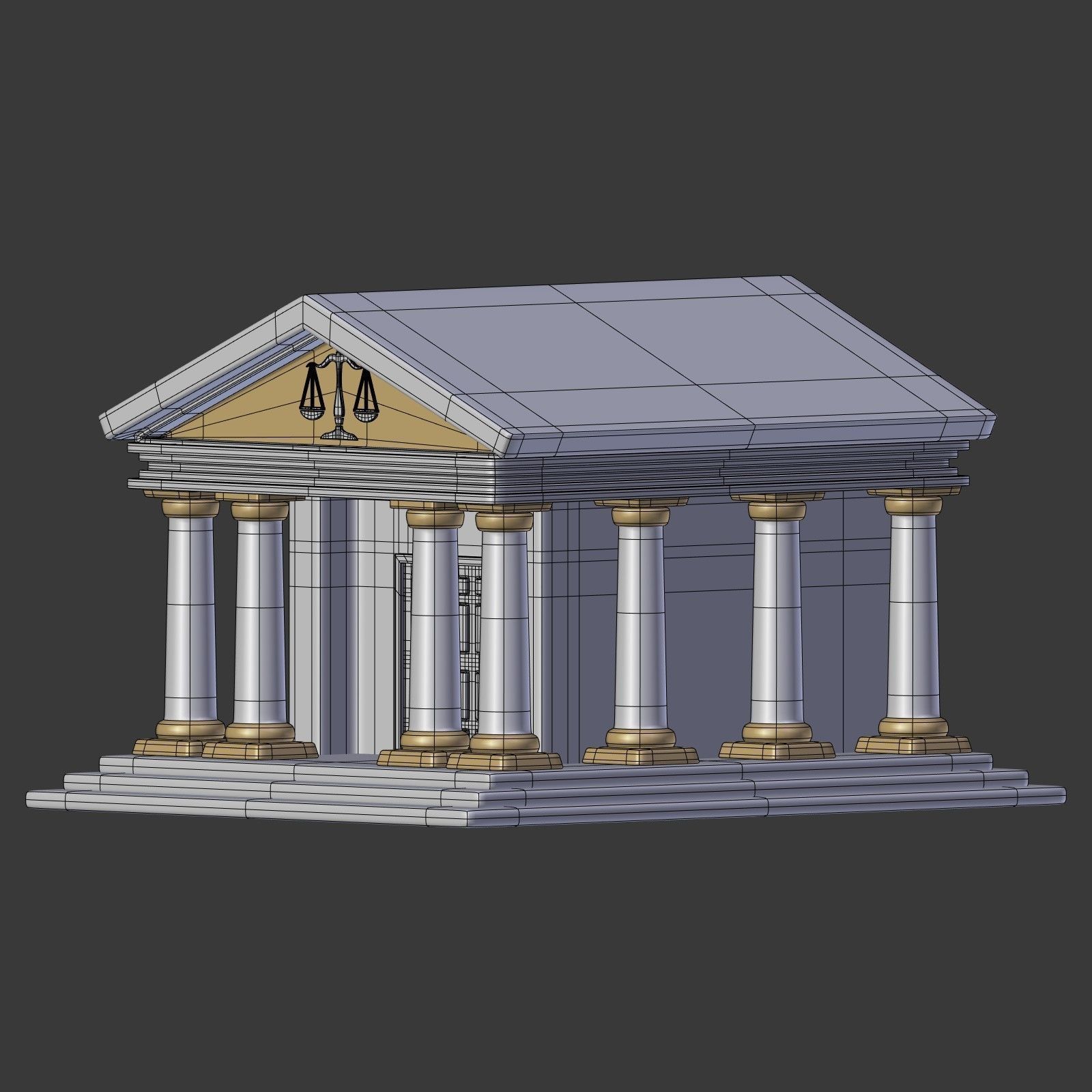 Courthouse Cartoon - Balance Scale Icon 3D model | CGTrader