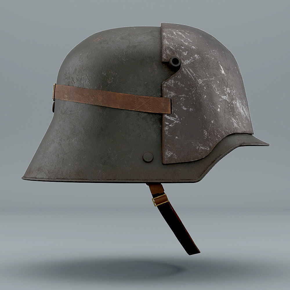 German Helmet WWI Stahlhelm M1916 with protect plate 3D model | CGTrader