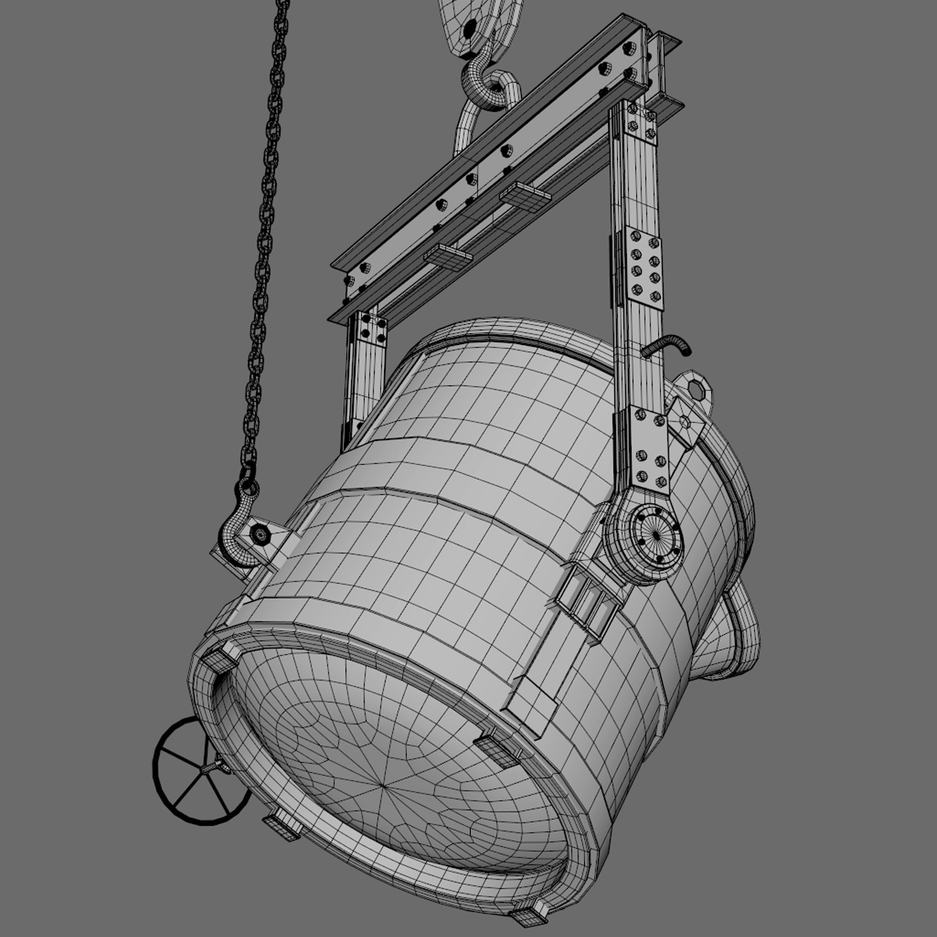 Foundry metal bucket hanging on chain 3D model | CGTrader