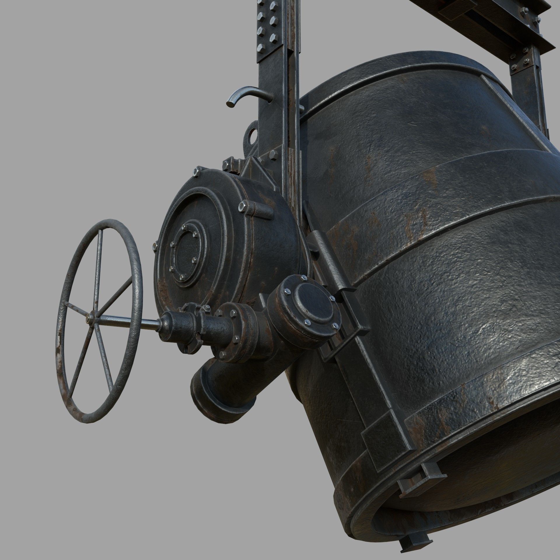 Foundry metal bucket hanging on chain 3D model | CGTrader